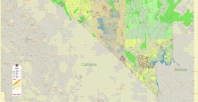Nevada Full State US Vector Map: Full Extra High Detailed (all roads ...