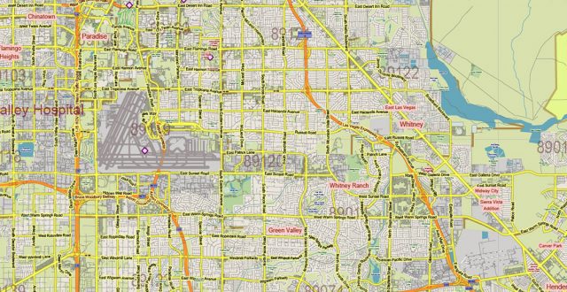 Nevada Full State US Vector Map: Full Extra High Detailed (all roads ...