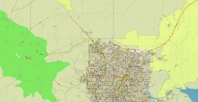 Nevada Full State US Vector Map: Full Extra High Detailed (all roads ...