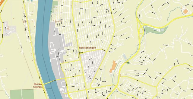 Pittsburgh Pennsylvania Metro Area PDF Vector Map: Accurate High ...