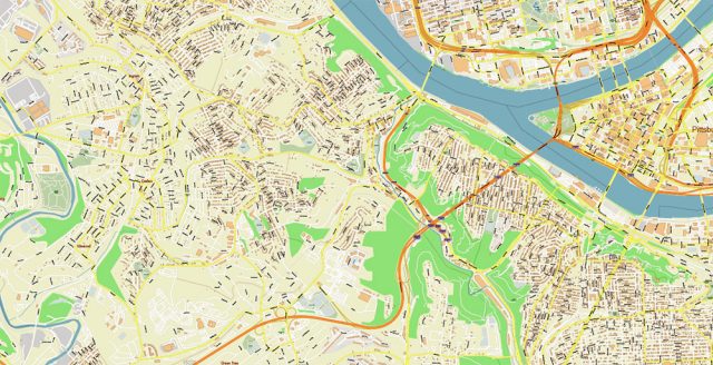 Pittsburgh Pennsylvania Metro Area Map Vector Accurate High Detailed ...