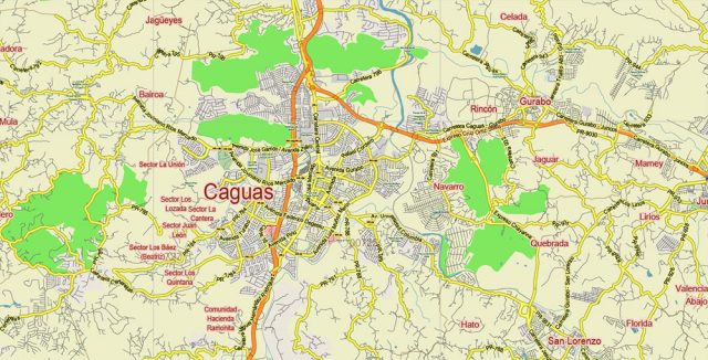 _Puerto Rico Full State US PDF Vector Map: Full Extra High Detailed ...