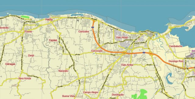 _Puerto Rico Full State US PDF Vector Map: Full Extra High Detailed ...