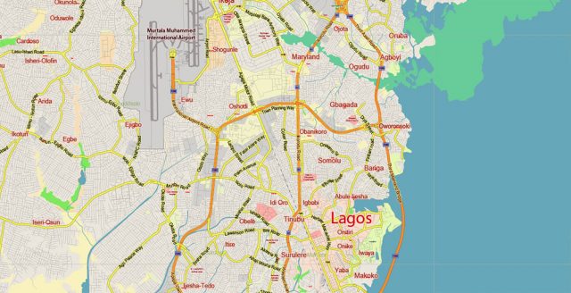 Lagos State, Nigeria PDF Vector Map: Full Extra High Detailed + Admin ...