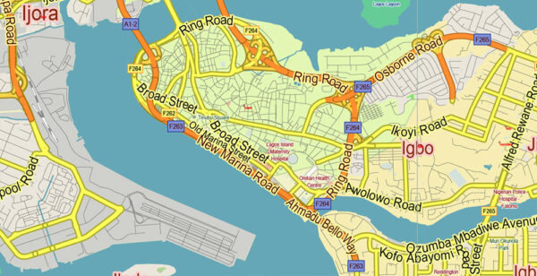Lagos State, Nigeria PDF Vector Map: Full Extra High Detailed + Admin ...