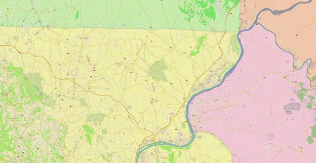 Pittsburgh Pennsylvania Metro Area Map Vector Exact State Plan High ...