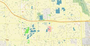 Troy Area, Michigan US Map Vector Accurate High Detailed City Plan ...