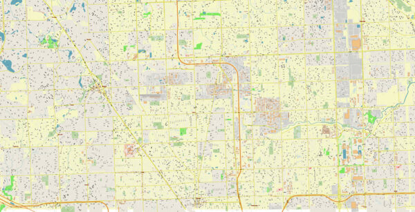 Troy Area, Michigan US PDF Vector Map Accurate High Detailed City Plan ...