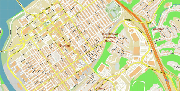 Cincinnati Ohio Metro Area US Map Vector Accurate High Detailed City ...