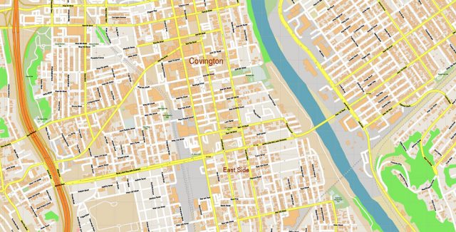Cincinnati Ohio Metro Area US Map Vector Accurate High Detailed City ...