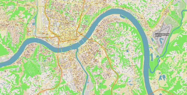 Cincinnati Ohio Metro Area US Map Vector Accurate High Detailed City ...
