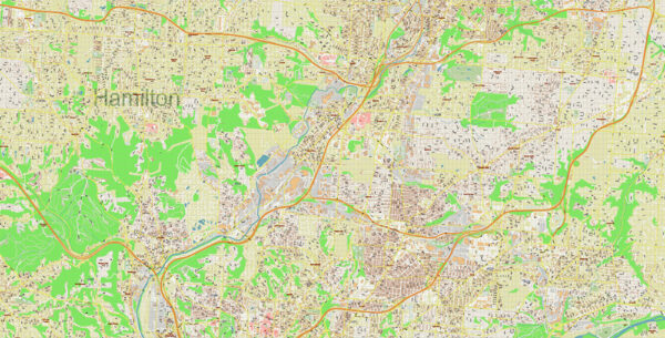 Cincinnati Ohio Metro Area US Map Vector Accurate High Detailed City ...