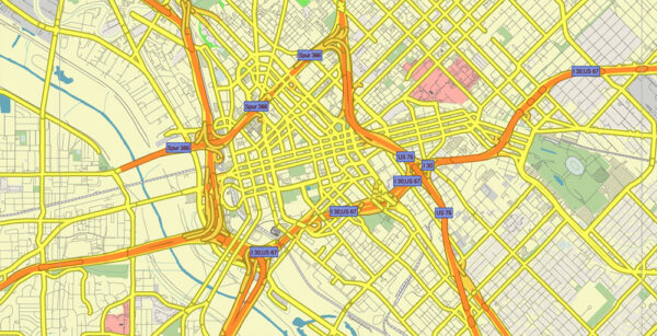 Dallas Texas US Vector Map Free Editable Layered Adobe Illustrator ...