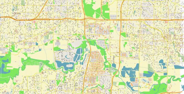 Fort Worth Texas US PDF Vector Map Metro Area: Accurate High Detailed ...