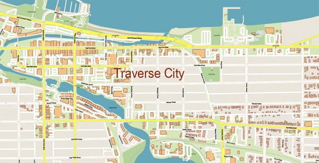 Leelanau County Michigan US Map Vector Exact High Detailed City Plan ...