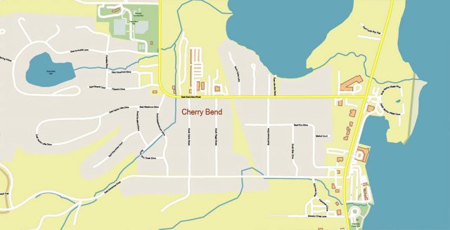 Leelanau County Michigan US Map Vector Exact High Detailed City Plan ...