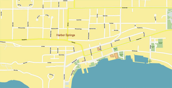 Leelanau County Michigan US Map Vector Exact High Detailed City Plan ...