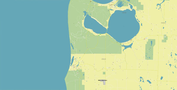 Leelanau County Michigan US Map Vector Exact High Detailed City Plan ...