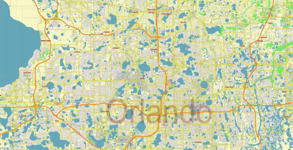 Orlando Florida North Part US Vector Map Free Editable Layered Adobe ...