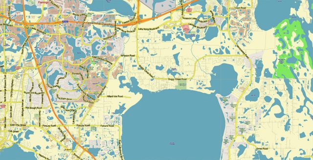 Orlando Florida US PDF Vector Map: City Plan Metro Area Low Detailed ...