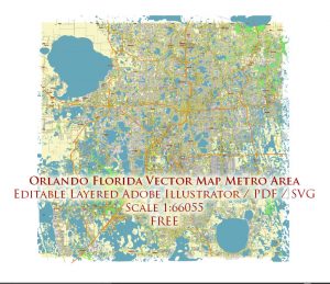 Orlando Florida Metro Area US Vector Map Free Editable Layered Adobe ...