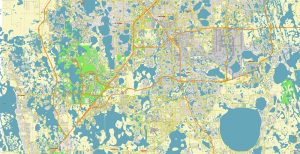 Orlando Florida Metro Area US Vector Map Free Editable Layered Adobe ...
