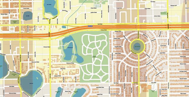 Orlando Florida US PDF Vector Map: Metro Area Accurate High Detailed ...