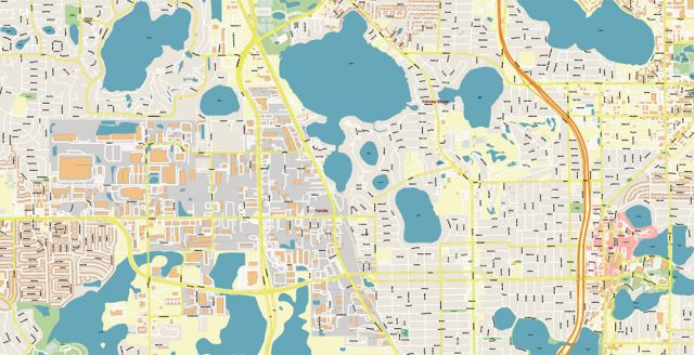 Orlando Florida US PDF Vector Map: Metro Area Accurate High Detailed ...