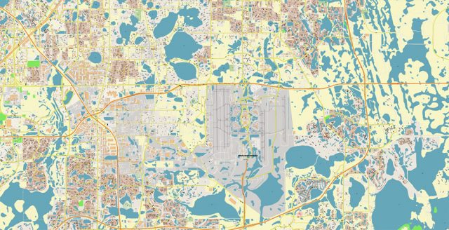 Orlando Florida US Map Vector Metro Area Accurate High Detailed City ...