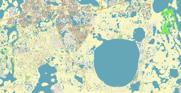 Orlando Florida US Map Vector Metro Area Accurate High Detailed City ...