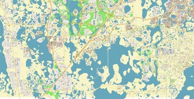 Orlando Florida US Map Vector Metro Area Accurate High Detailed City ...