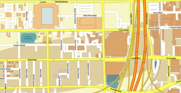 Orlando Florida US PDF Vector Map: Metro Area Accurate High Detailed ...