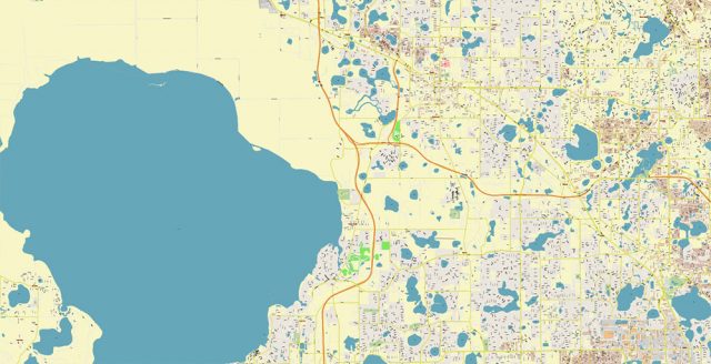 Orlando Florida US Map Vector Metro Area Accurate High Detailed City ...