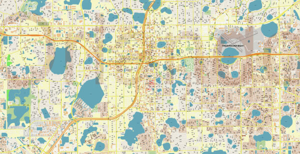 Orlando Florida US Map Vector Metro Area Accurate High Detailed City ...