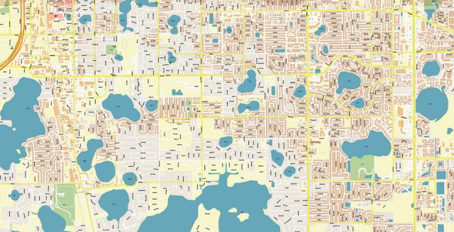 Orlando Florida US PDF Vector Map: Metro Area Accurate High Detailed ...