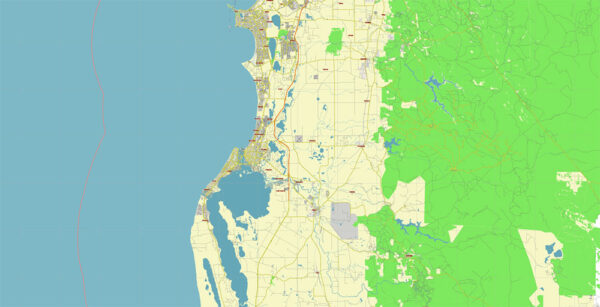 Perth Australia Vector Map Free Editable Layered Adobe Illustrator ...