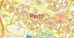Perth Metro Area Australia Map Vector Accurate High Detailed City Plan ...
