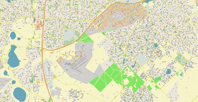 Perth Metro Area Australia Map Vector Accurate High Detailed City Plan ...