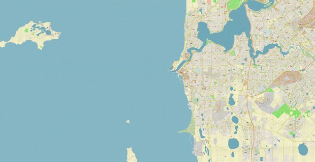Perth Metro Area Australia Map Vector Accurate High Detailed City Plan ...