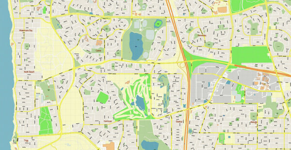 Perth Metro Area Australia Map Vector Accurate High Detailed City Plan ...