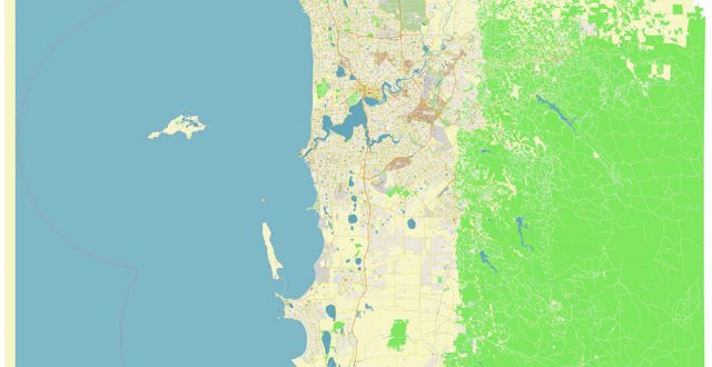 Perth Metro Area Australia Map Vector Accurate High Detailed City Plan ...