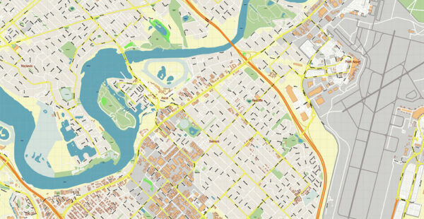 Perth Metro Area Australia Map Vector Accurate High Detailed City Plan ...