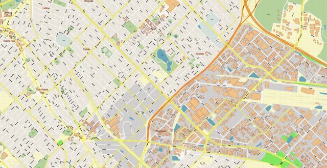 Perth Metro Area Australia Map Vector Accurate High Detailed City Plan ...