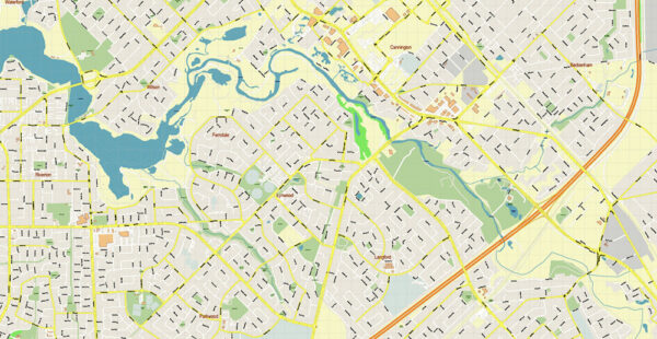 Perth Metro Area Australia Map Vector Accurate High Detailed City Plan ...