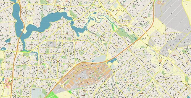 Perth Metro Area Australia Map Vector Accurate High Detailed City Plan ...