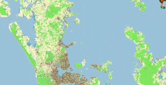Auckland New Zealand PDF Vector Map Exact Low Detailed City Plan ...