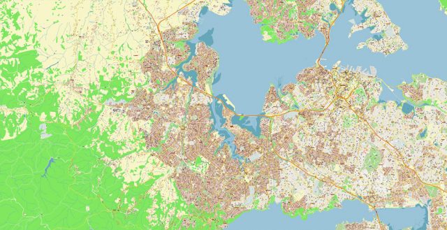 Auckland New Zealand Map Vector Exact High Detailed City Plan editable ...