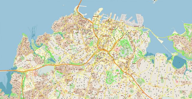 Auckland New Zealand PDF Vector Map Exact High Detailed City Plan ...