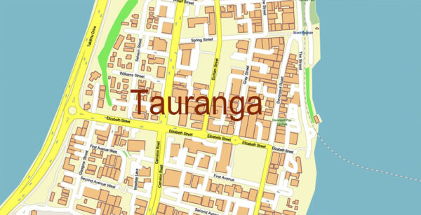 Tauranga New Zealand PDF Vector Map: Exact High Detailed City Plan ...