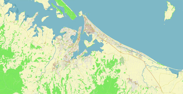 Tauranga New Zealand Map Vector Exact High Detailed City Plan editable ...